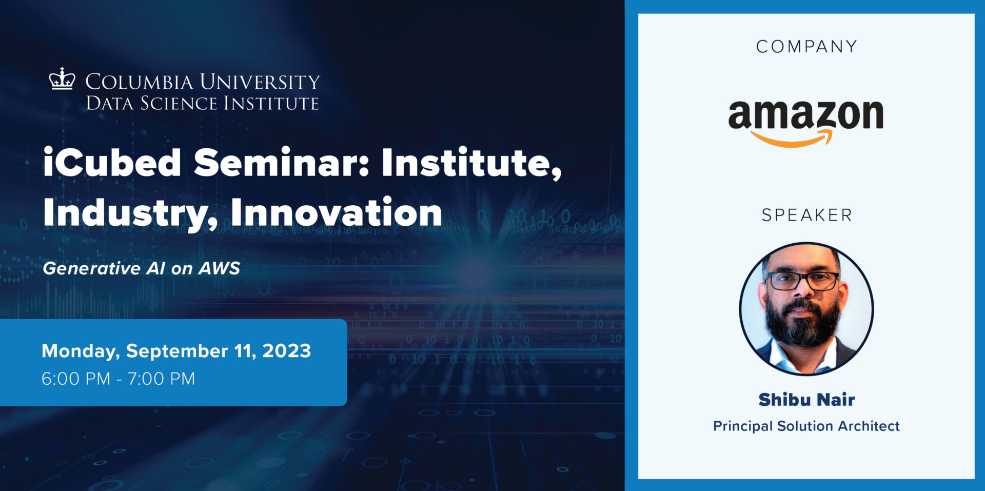 iCubed Seminar: Shibu Nair, Amazon (VIRTUAL) - The Data Science ...