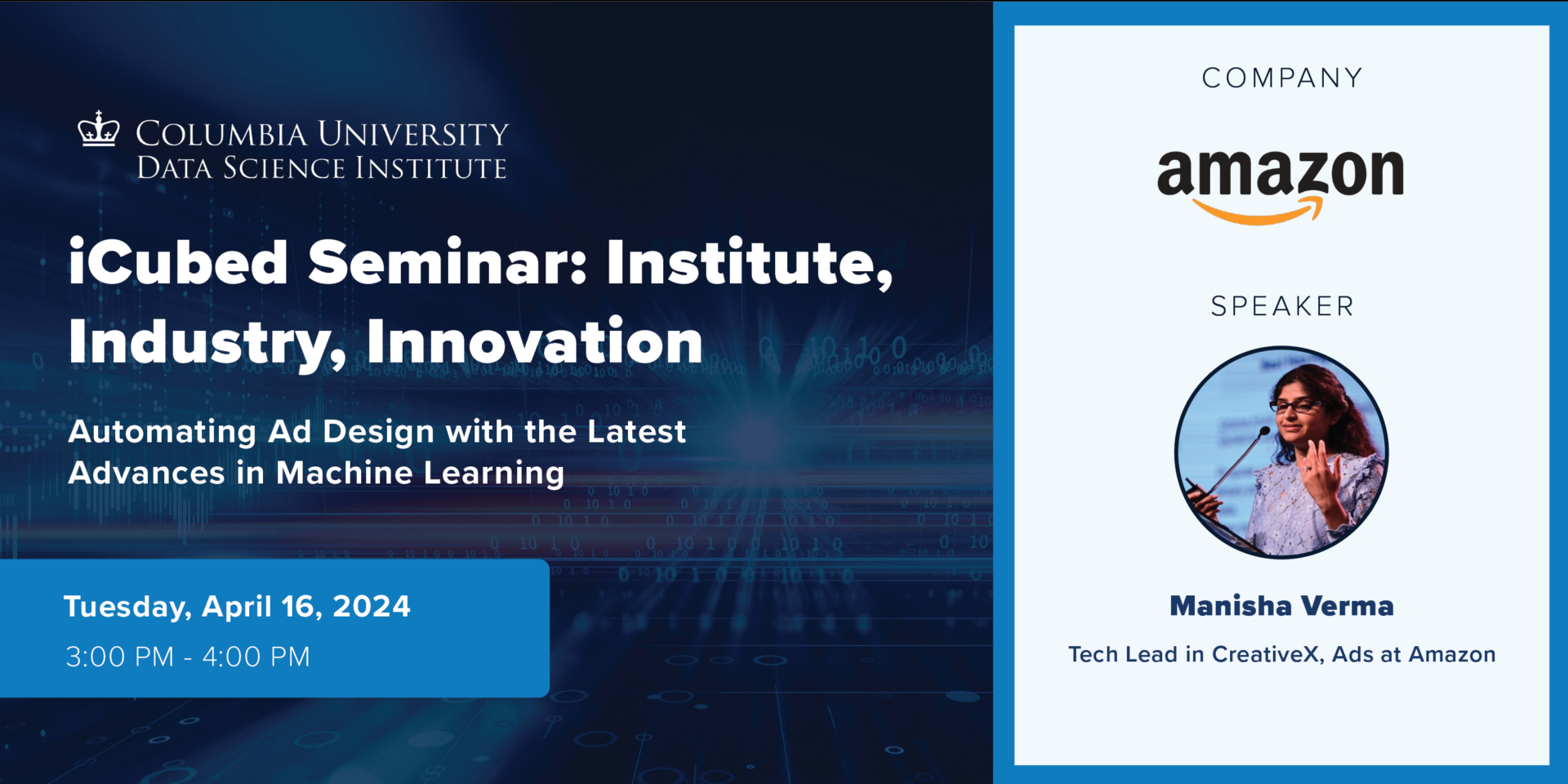 iCubed Seminar: Manisha Verma, Amazon - The Data Science Institute at ...